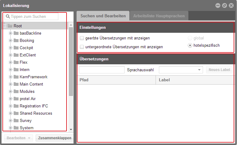Aufbau der Lokalisierung