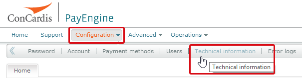 Settings for ConCardis